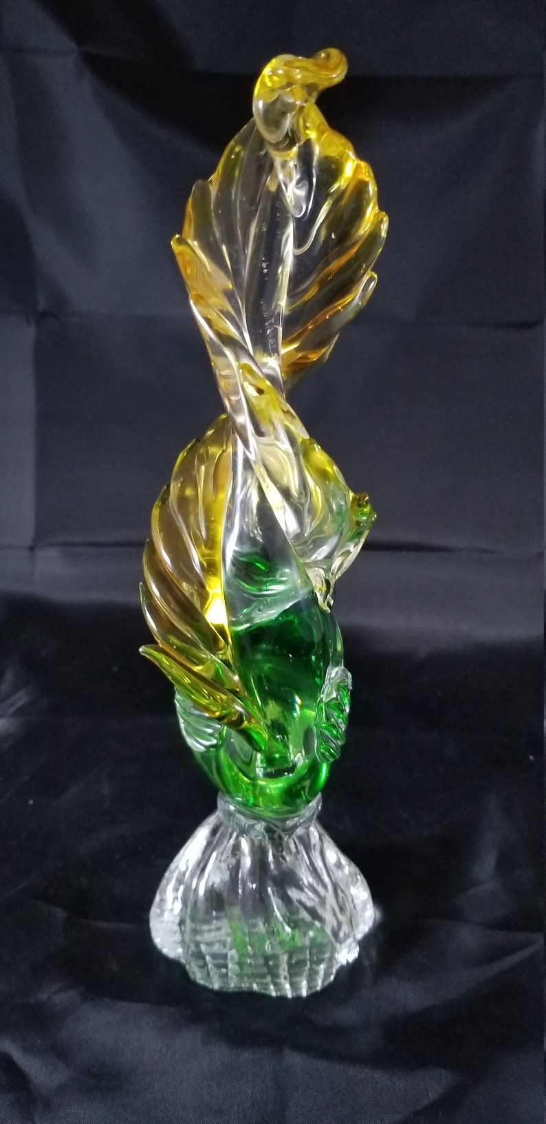 Murano Glass Fish Sculpture 1960s Yellow Green and Clear | Etsy