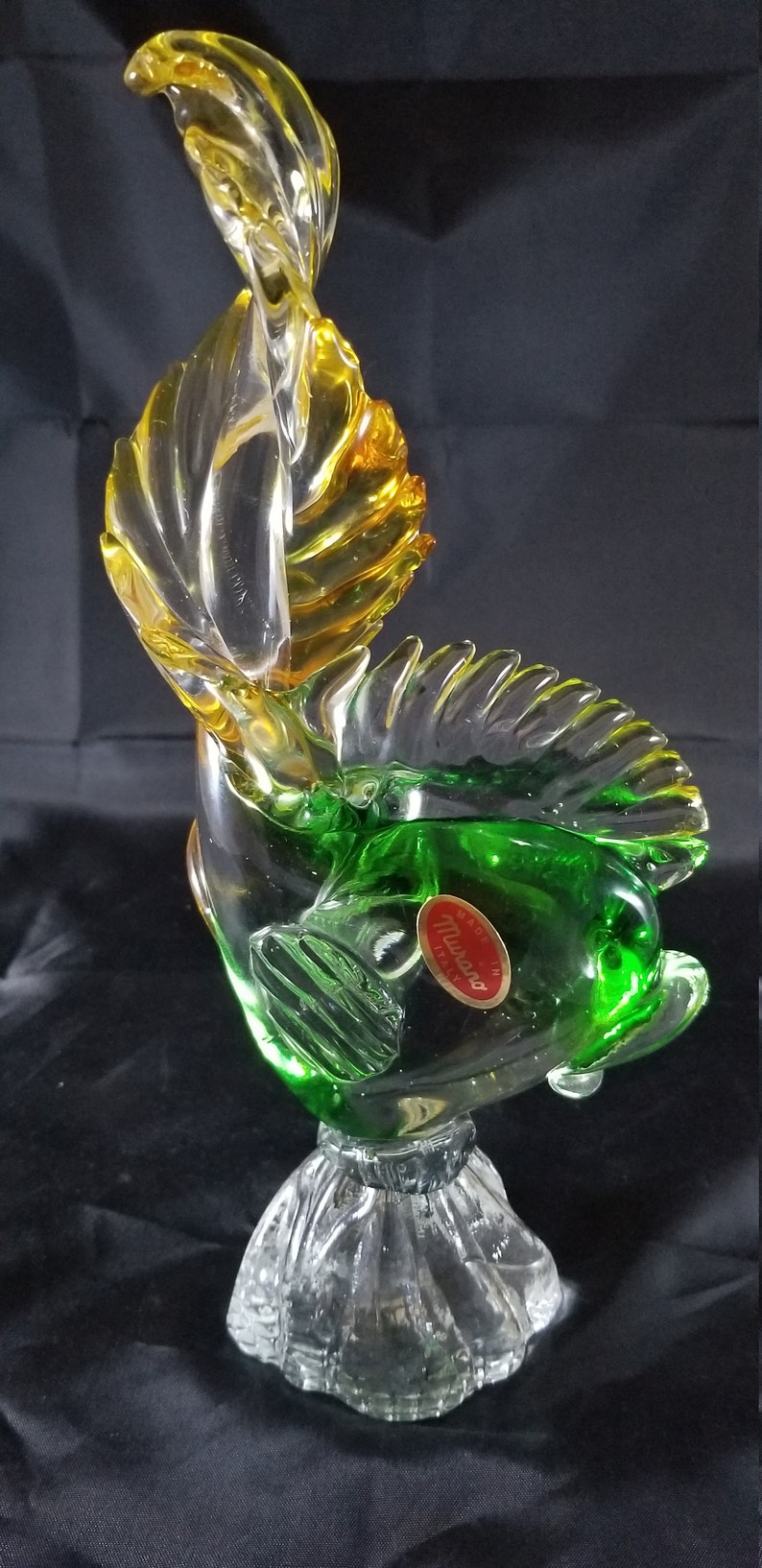 Murano Glass Fish Sculpture 1960s Yellow Green and Clear - Etsy