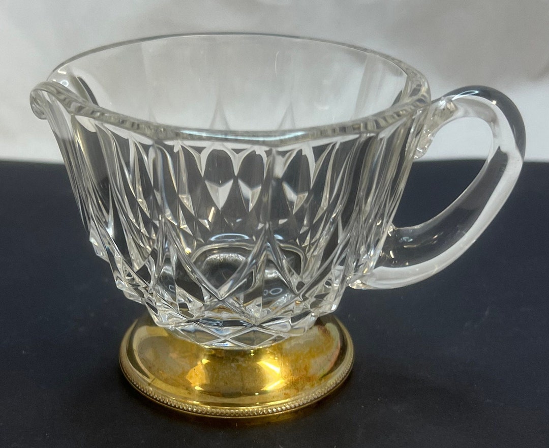 VAL ST. LAMBERT Silver Plate Crystal " Nicole" Creamer - Etsy