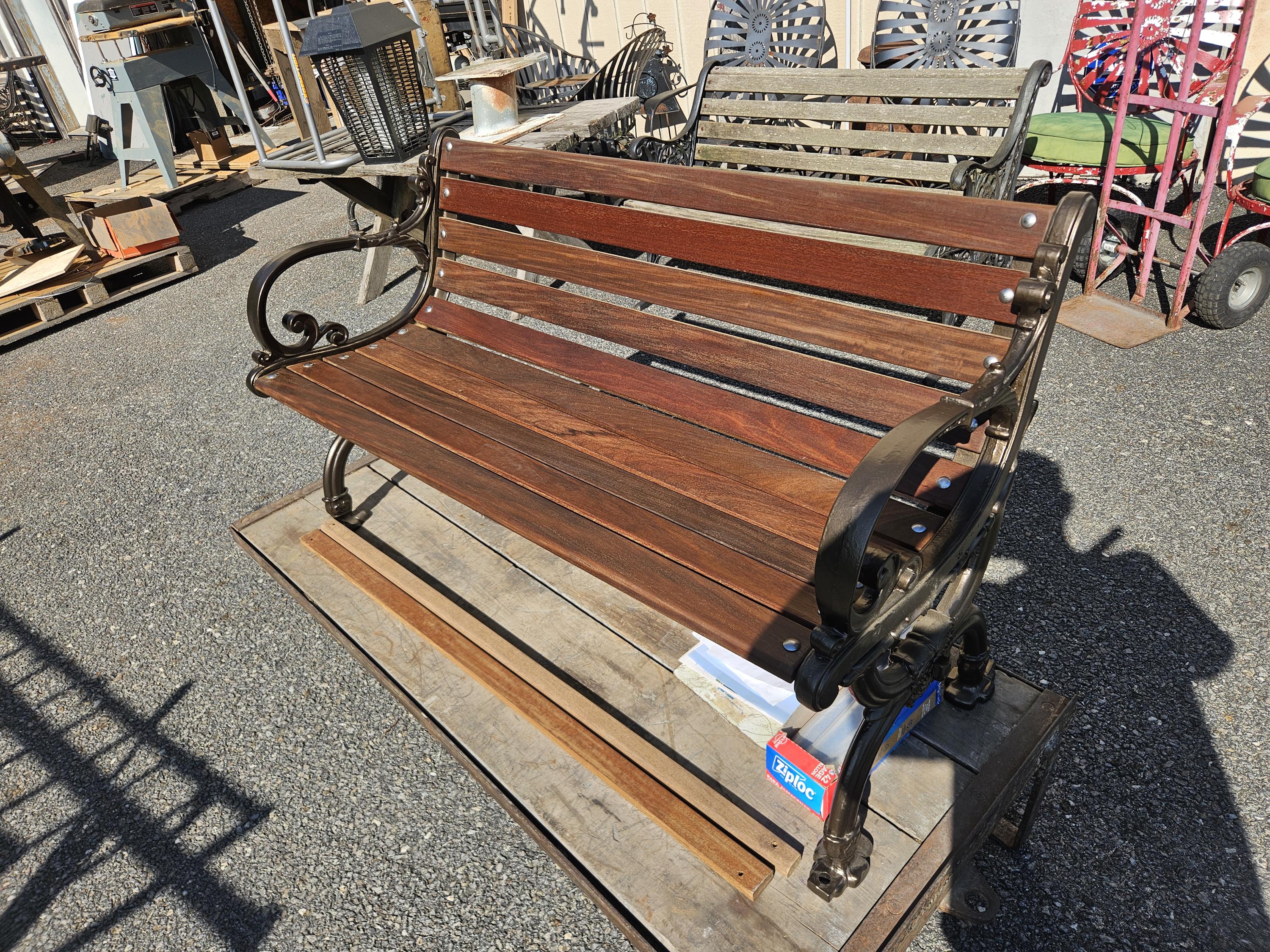 4' Outdoor Bench – Stunning Cast Iron & Ipe Wood Slats – “woodstock ...