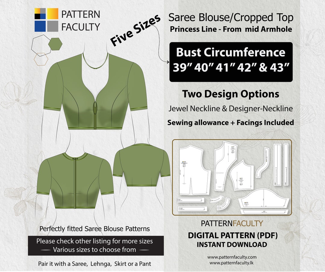 Saree Blouse High Neckline – Princess Line From Mid Armhole – One ...