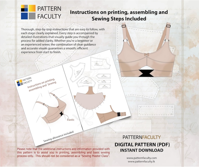 Vintage Inspired Wireless Soft Bra Pattern – Downloadable PDF Pattern ...