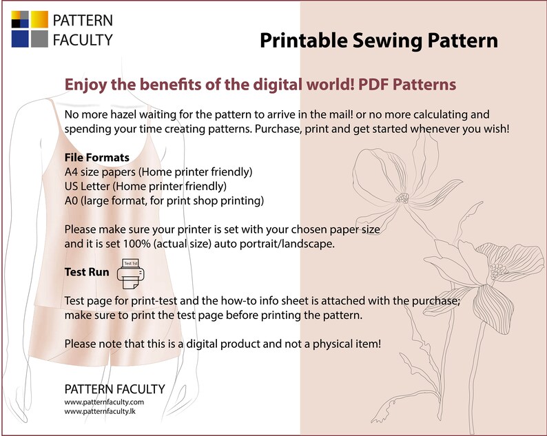 PDF Digital Sewing Pattern Instant Download Camisole | Etsy