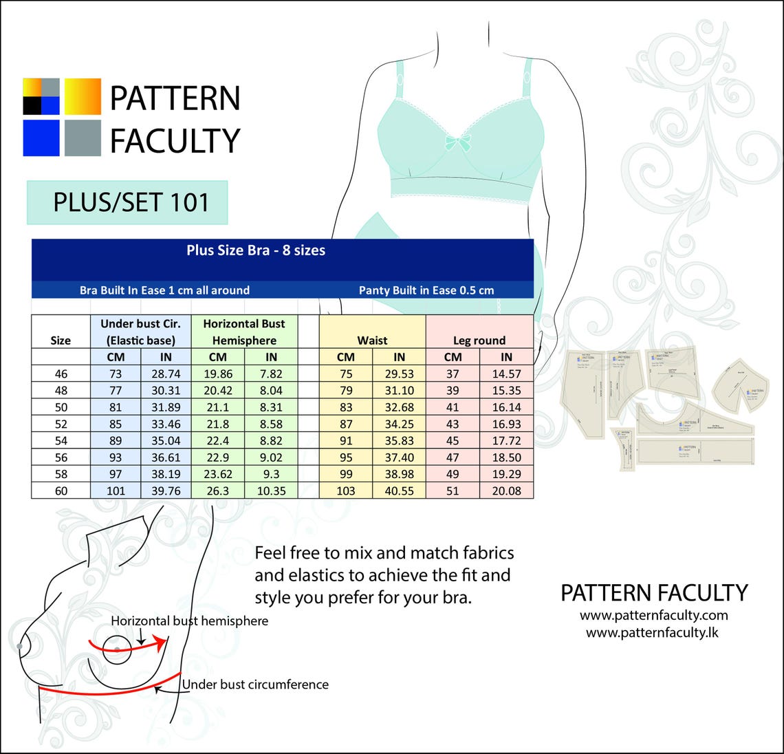 Plus-set 101 Plus Size, Bra and Panty Set, PDF Patterns for Women ...