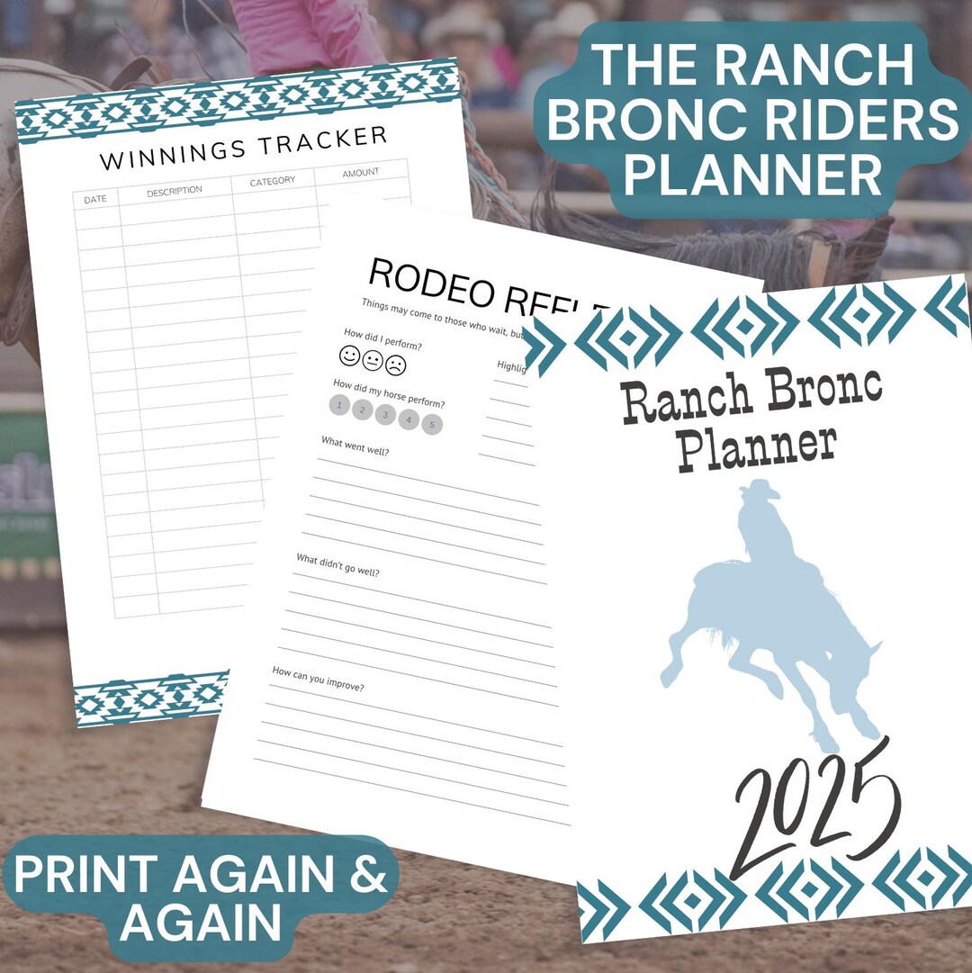Ladies Ranch Bronc Rodeo Digital Planner Bronc Rider, Gear Bag, Ride Tracker & More - Etsy