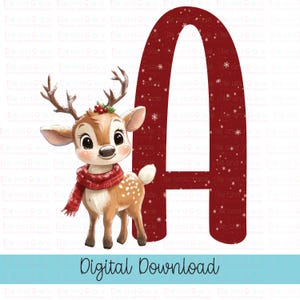 Cute Reindeer Alphabet PNG, Christmas Alphabet PNG, Festive Alphabet ...