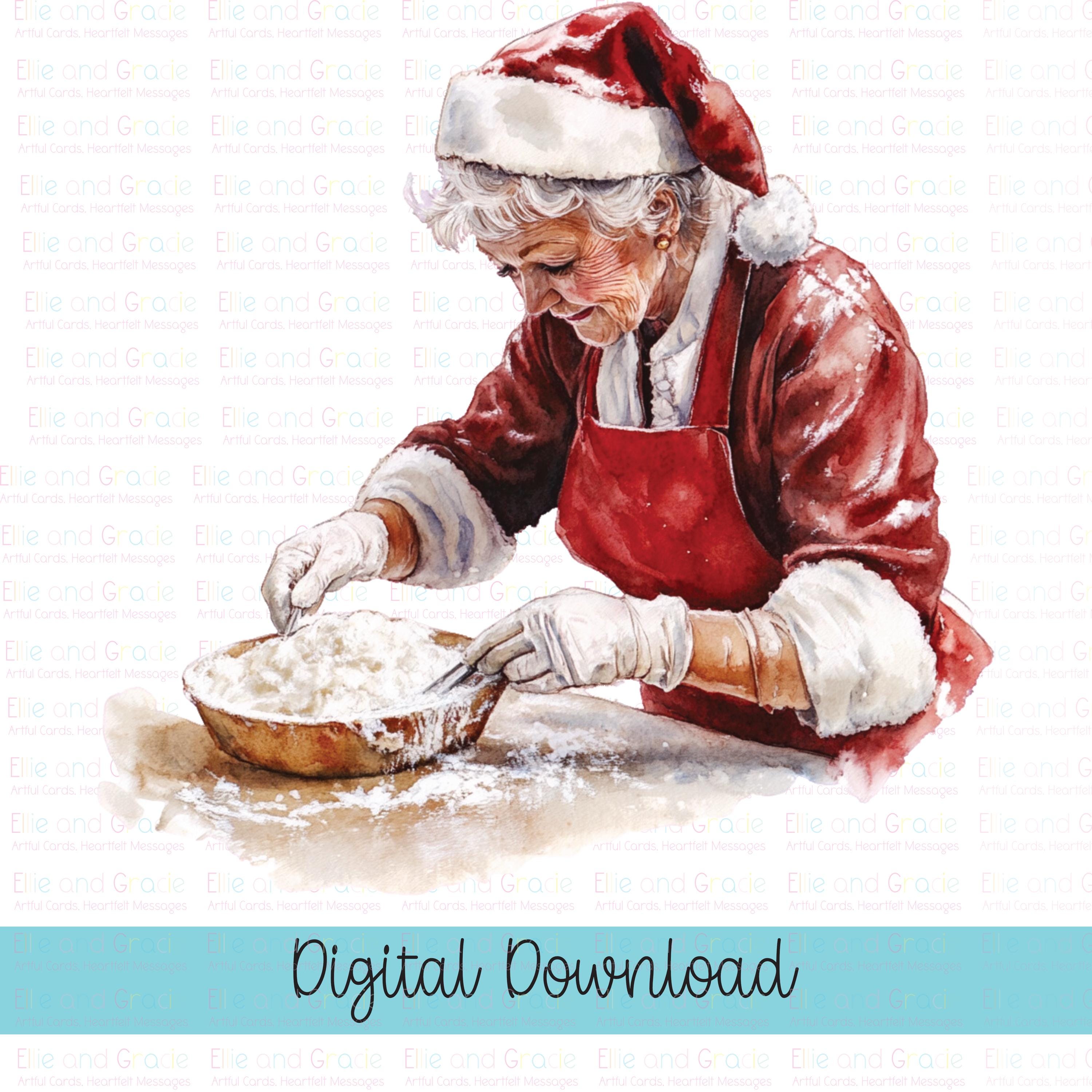 Watercolour Mrs Claus PNG, Christmas Baking Clip Art, Mrs Claus Kitchen ...
