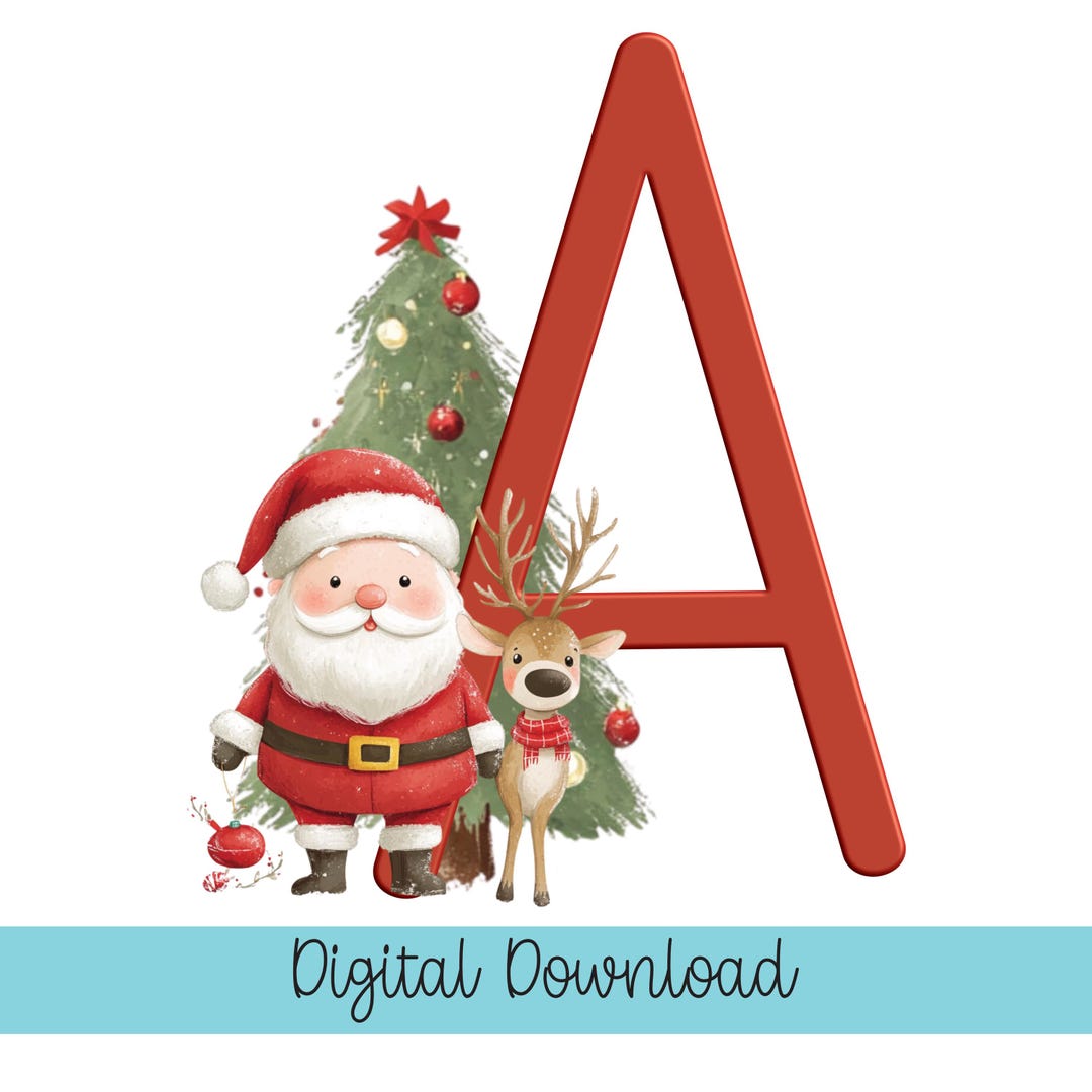 Santa Alphabet PNG, Christmas Alphabet PNG, Festive Alphabet, Digital ...