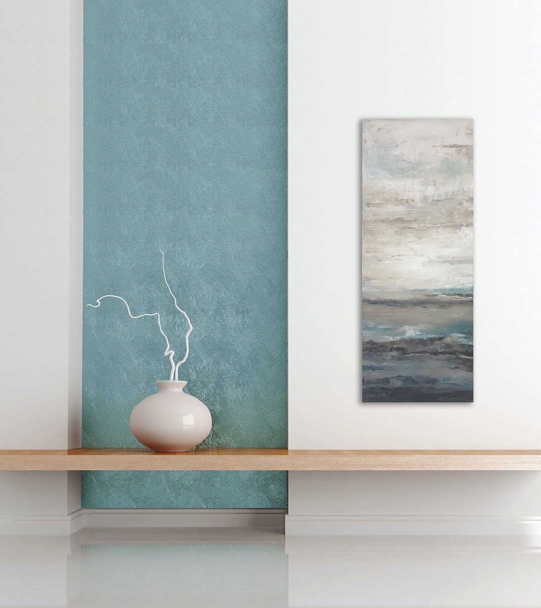 Landscape Sea Painting Turquoise, Abstract Canvas Original, Acrylilc ...