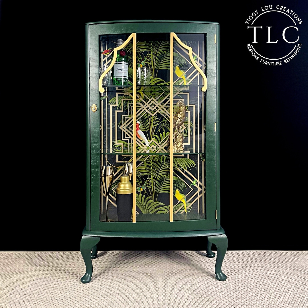 SOLD Vintage Gin Cabinet: Tropical Art Deco Drinks Display - Etsy