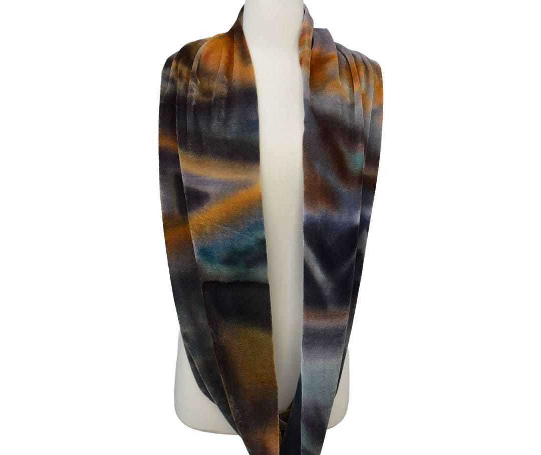 Luxurious Silk Velvet Infinity Scarf. Hand Painted Silk - Etsy