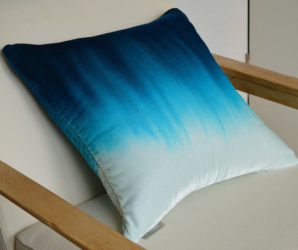 Blue Ombre Velvet Throw Pillow Cover 18 X 18 - Etsy