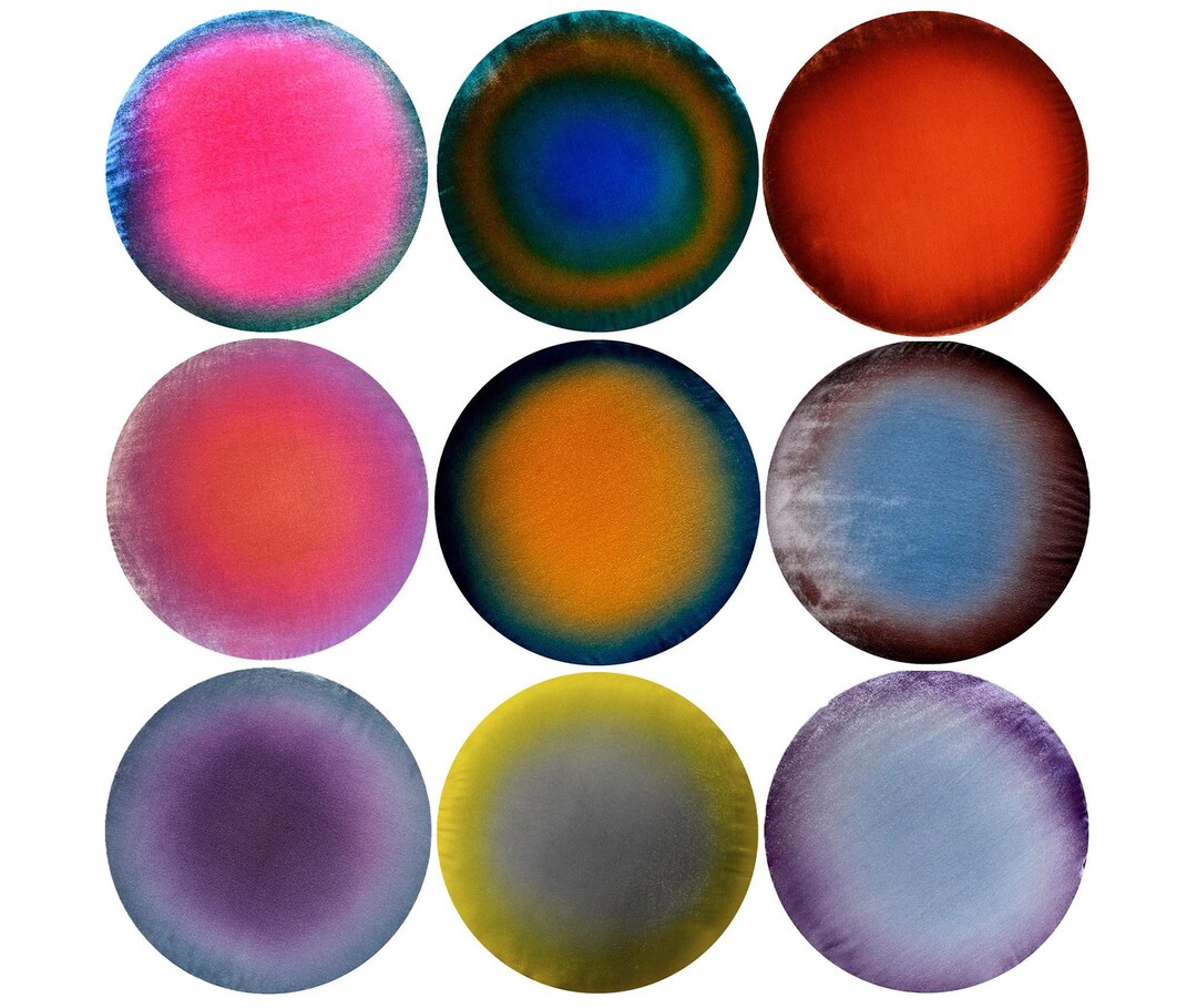 Ombre Round Velvet Throw Pillows Designer Hand Painted OMBRÉ SILK ...