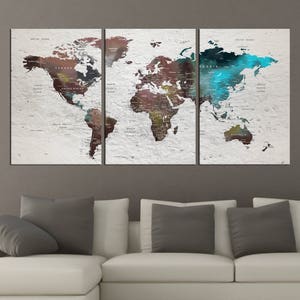 Detailed Push Pin World Map Canvas Wall Art Extra Large Wall Art World ...
