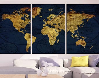 3 Panel Map World - Etsy