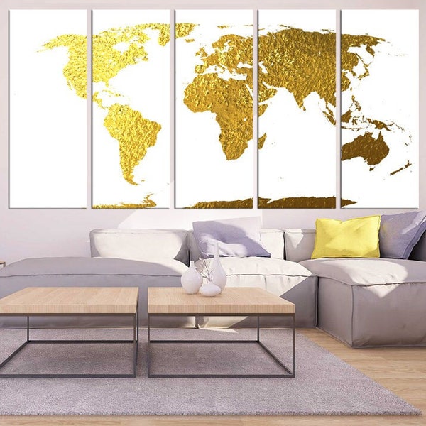 Gold Foil World Map - Etsy