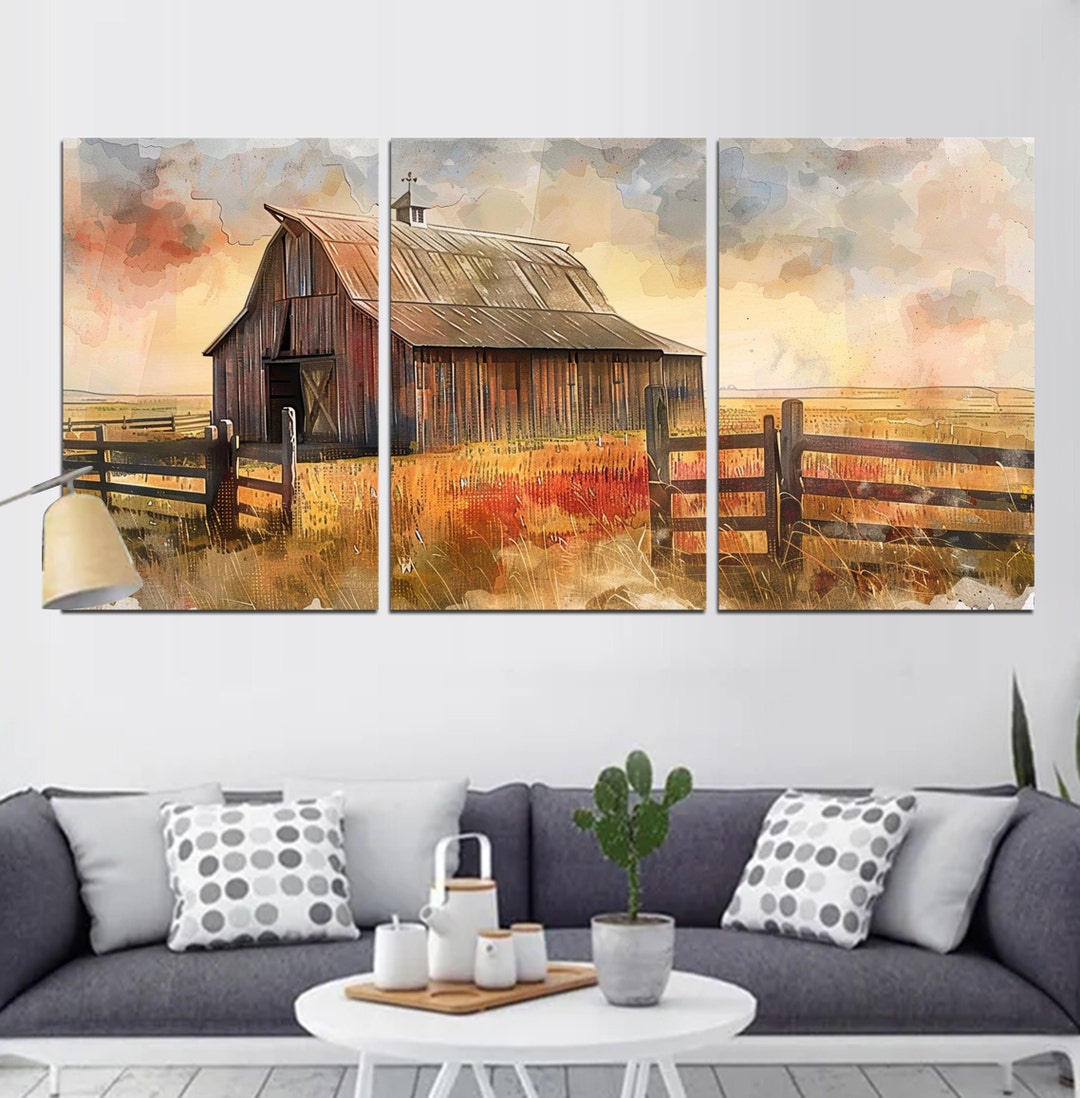 Rustic Farmhouse Barn Wall Decor | Old Barn Canvas Print | Western Art ...