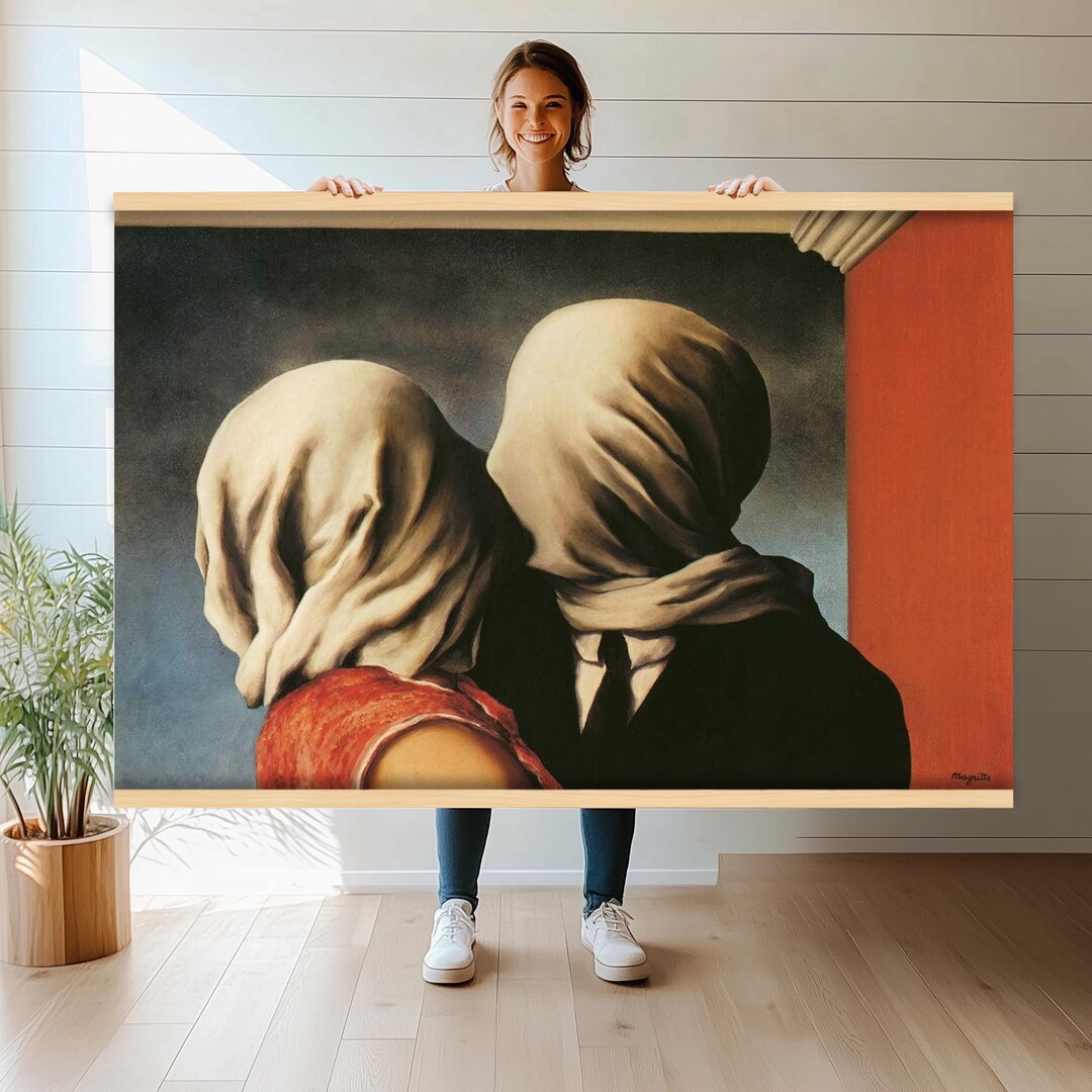 Surreal Lovers in Masks | Modern Art Tapestry Wall Hanging | Rene ...