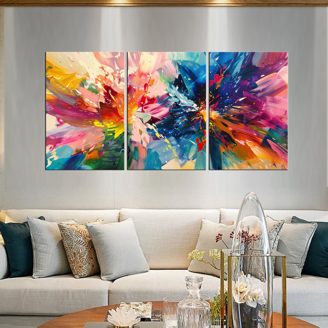Vibrant Color Canvas Art Print - Modern Abstract Painting, Original ...