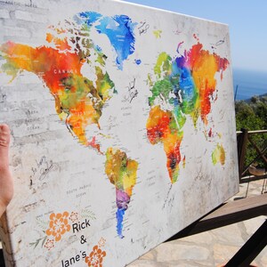 World Map Guestbook, Customized Travel Wedding Map, Map Guest Book ...