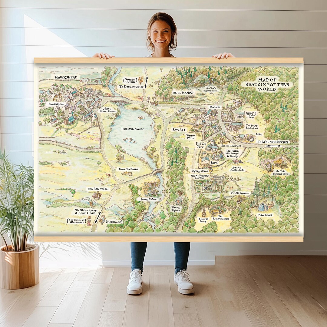Extra Large Peter Rabbit Watercolor Map | Beatrix Potter World Map ...