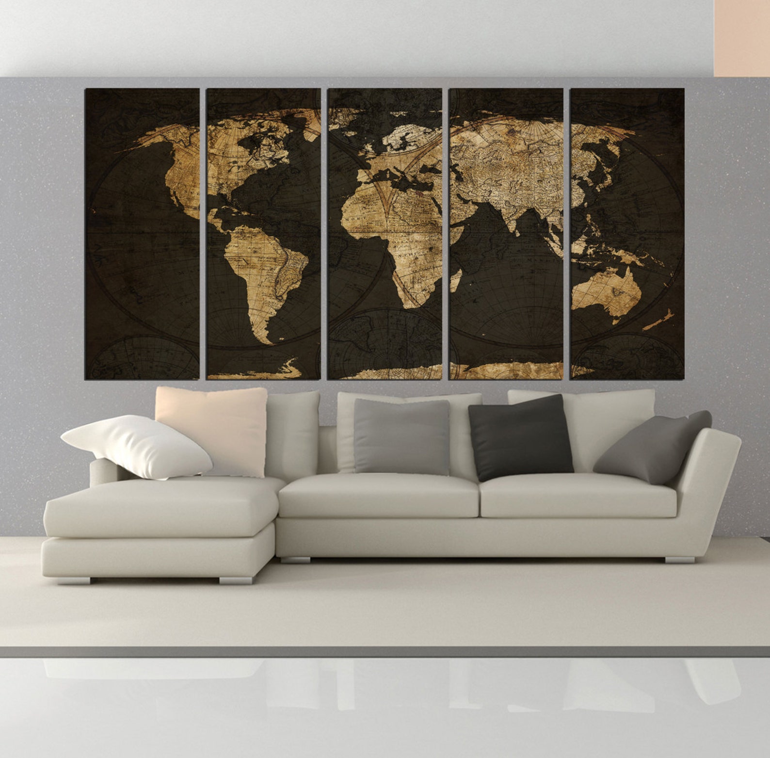 Old world map canvas print wall art extra large wall art | Etsy