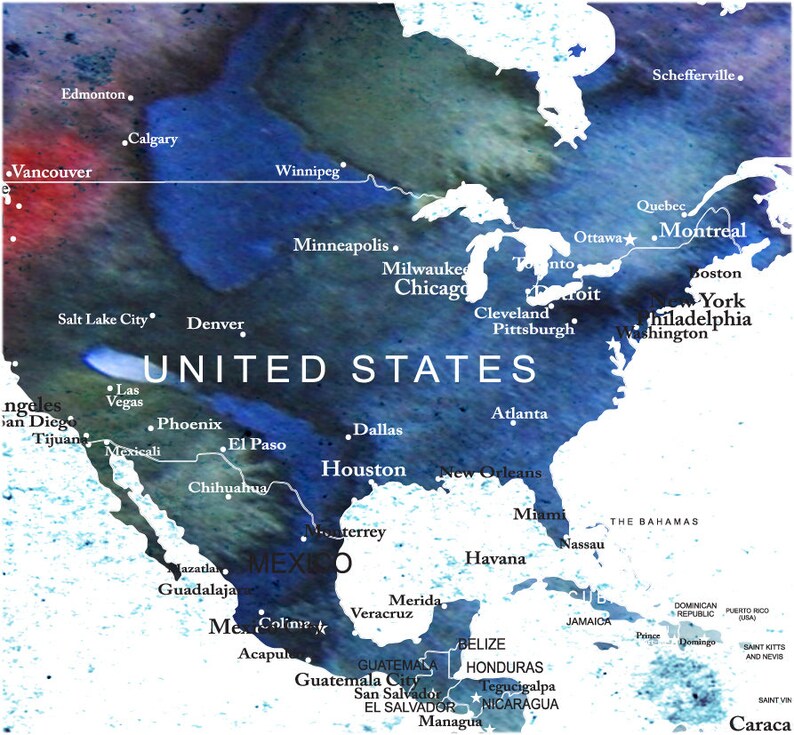 Canvas Wall Art Set of 5 World Map Travel World Map With | Etsy
