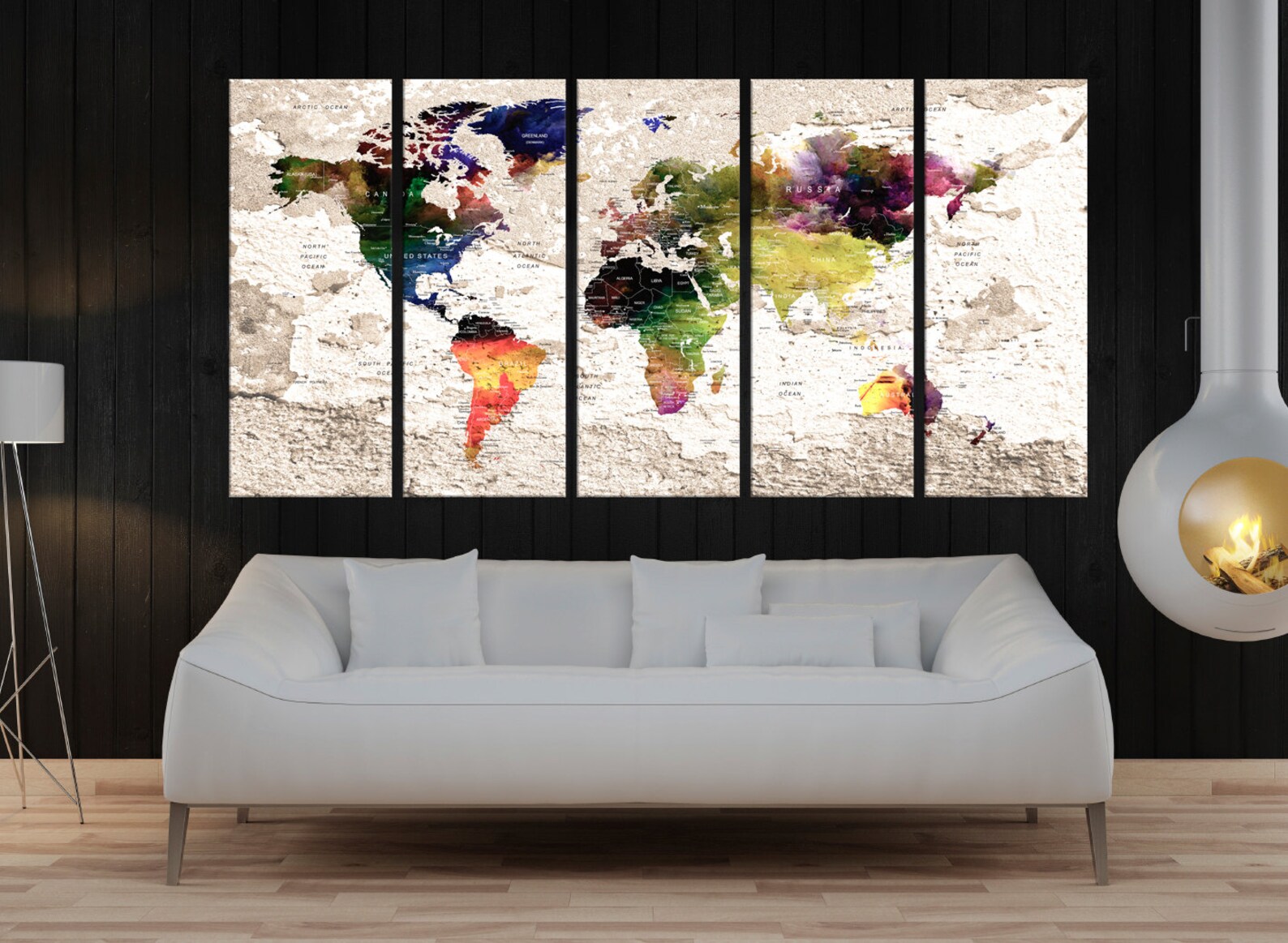 World Map Push Pin Wall Art Print Large Canvas Art Push Pin - Etsy