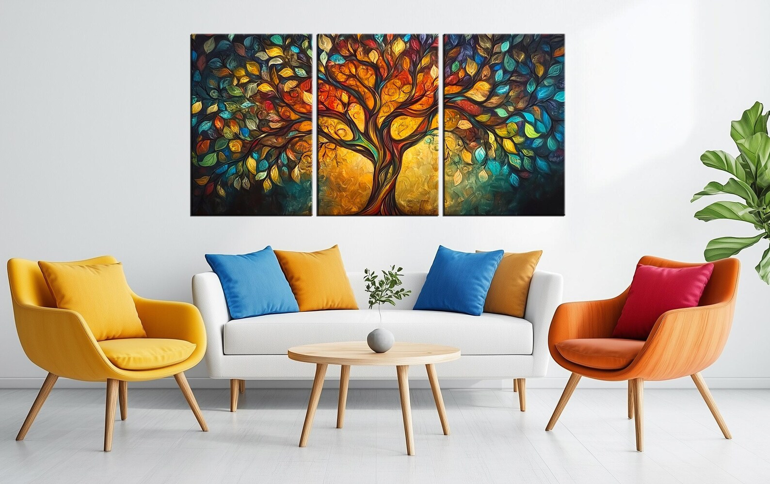 Vibrant Yggdrasil Tree of Life Canvas Print | Multicolor Abstract Tree ...