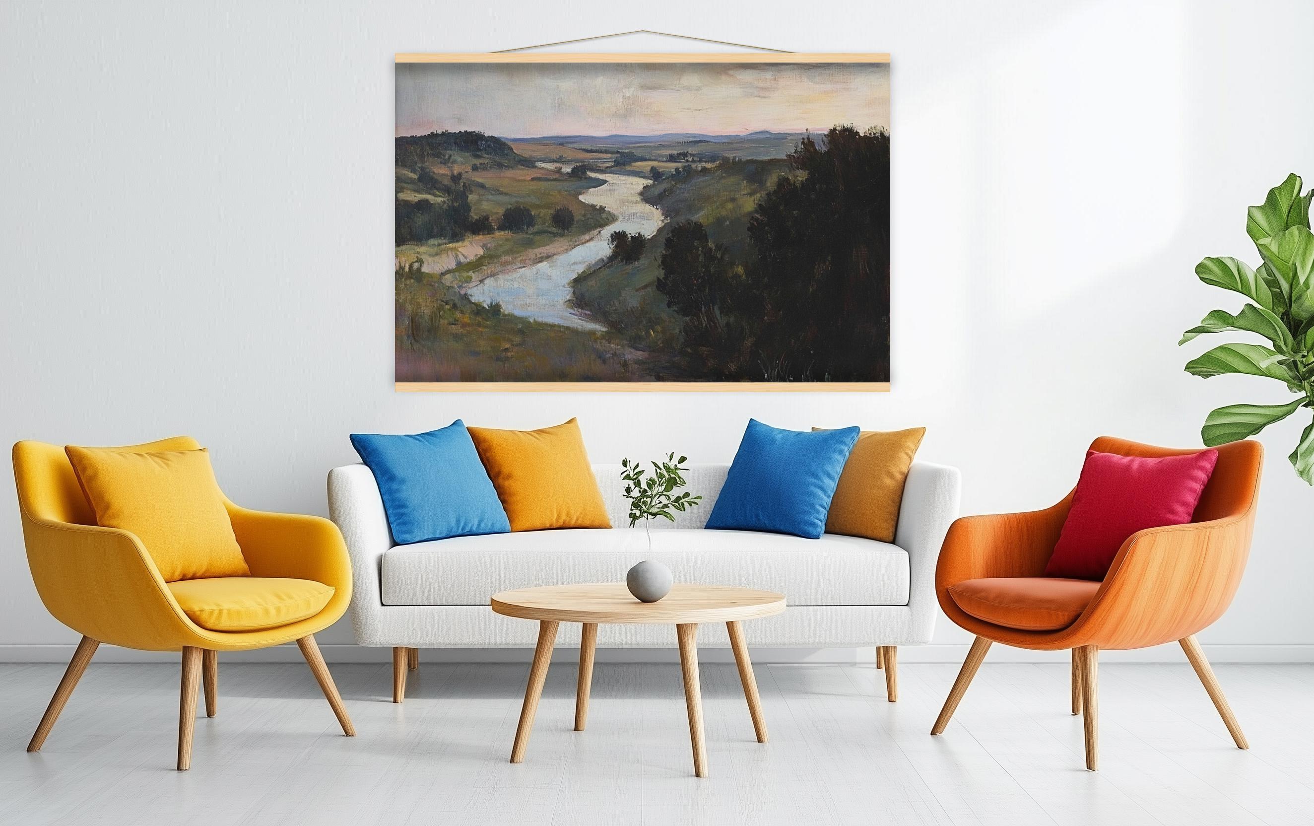 Sunset River Valley Tapestry | Scenic Landscape Wall Hanging | Tranquil ...