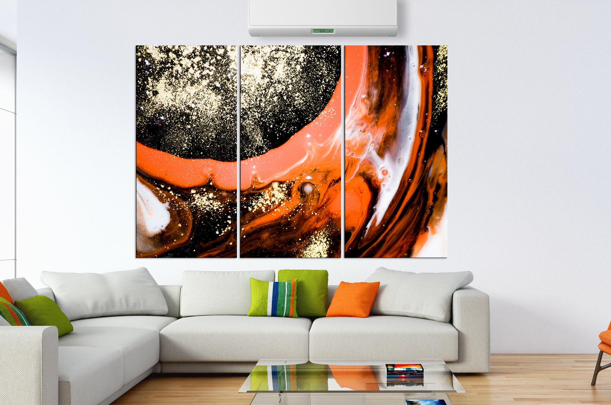 Gold Marble Wall Art Abstract Gold Print Red Large Wall Art | Etsy