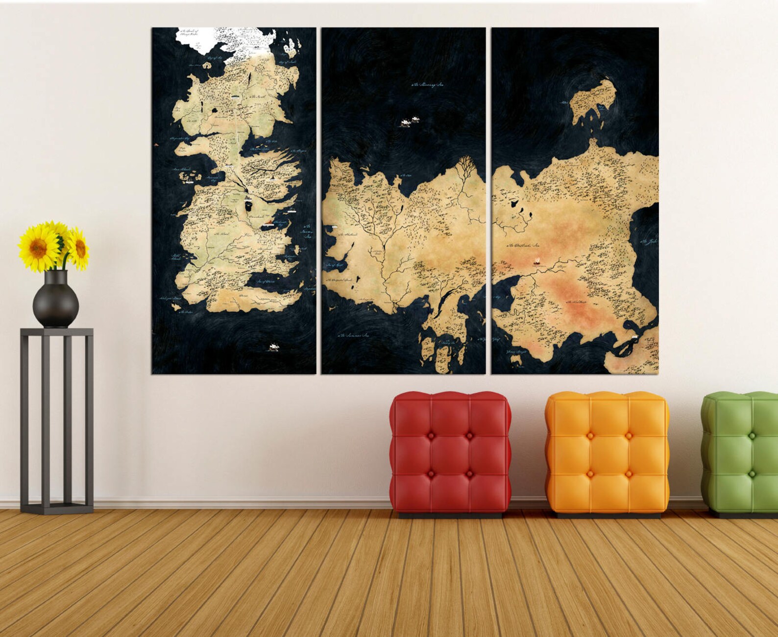 Large Wall Art Game of Thrones Map Large Canvas Print Seven - Etsy