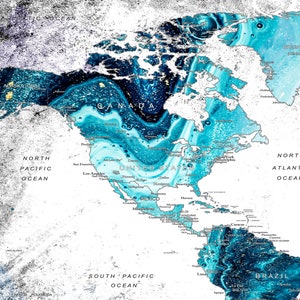 Marble wall art world map canvas art print world map canvas | Etsy