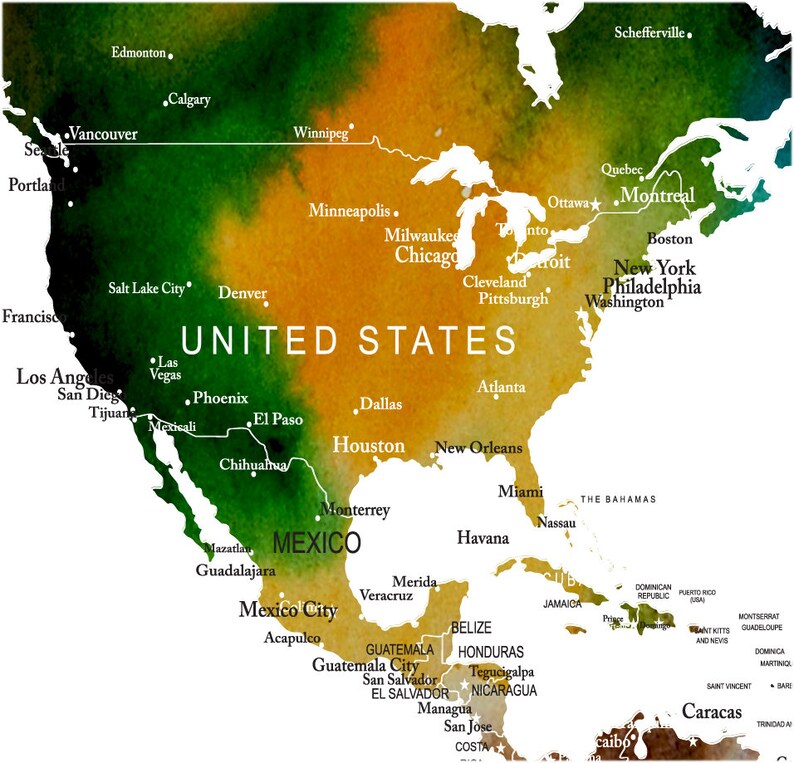 World Map With Names Art Print Set Travel World Map Digital | Etsy
