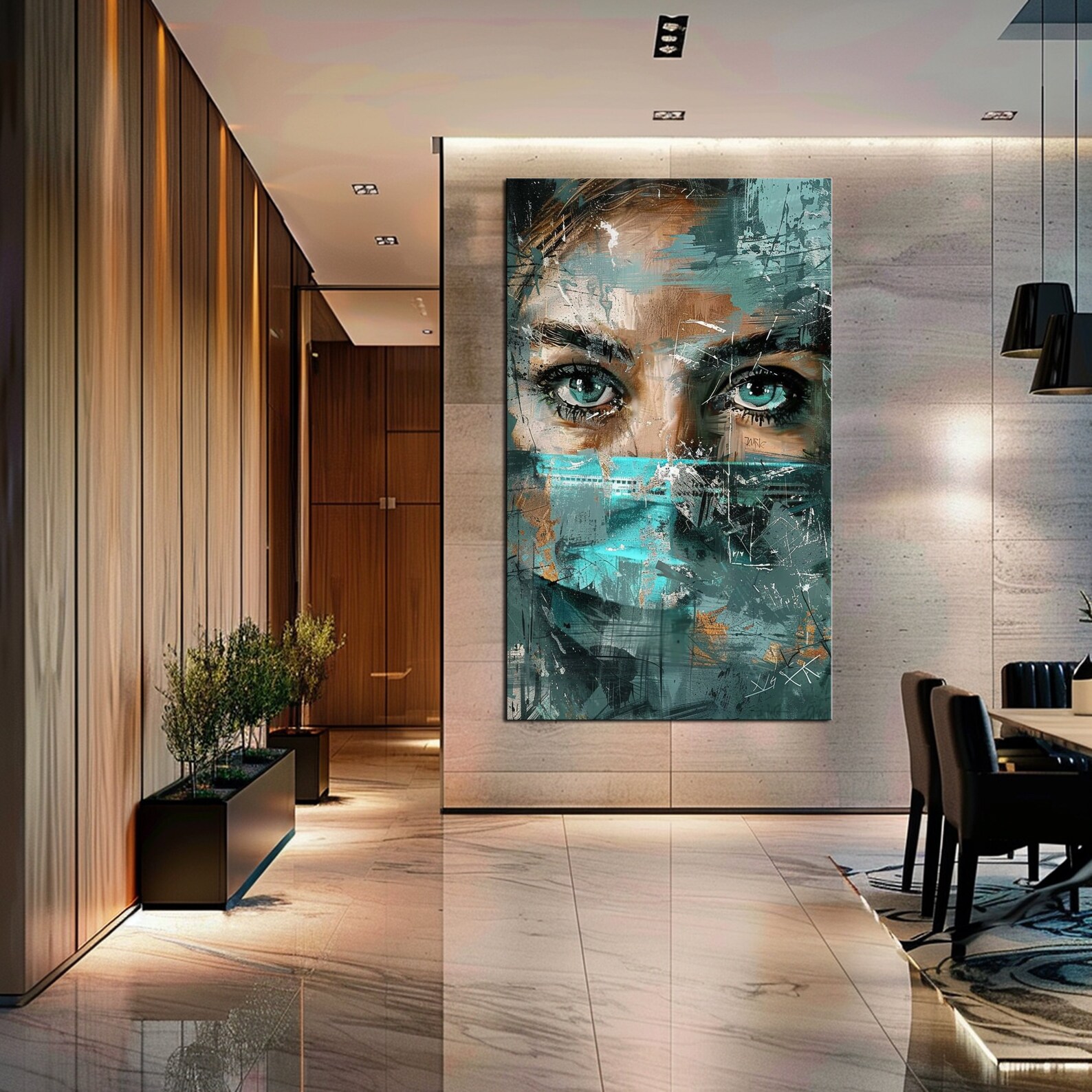 Stunning Turquoise Veiled Woman Canvas Print - Green-eyed Abstract ...