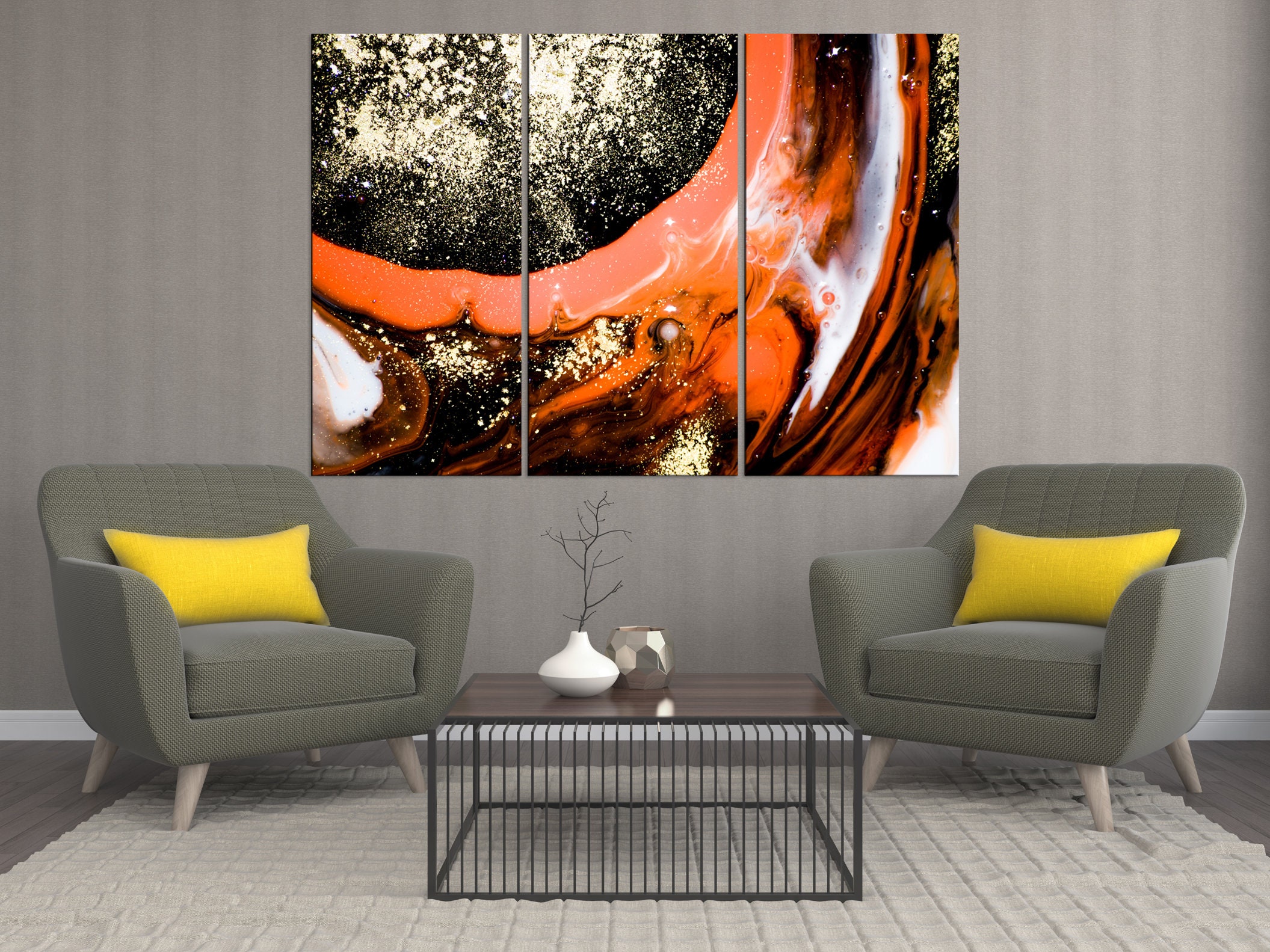 Gold Marble Wall Art Abstract Gold Print Red Large Wall Art | Etsy