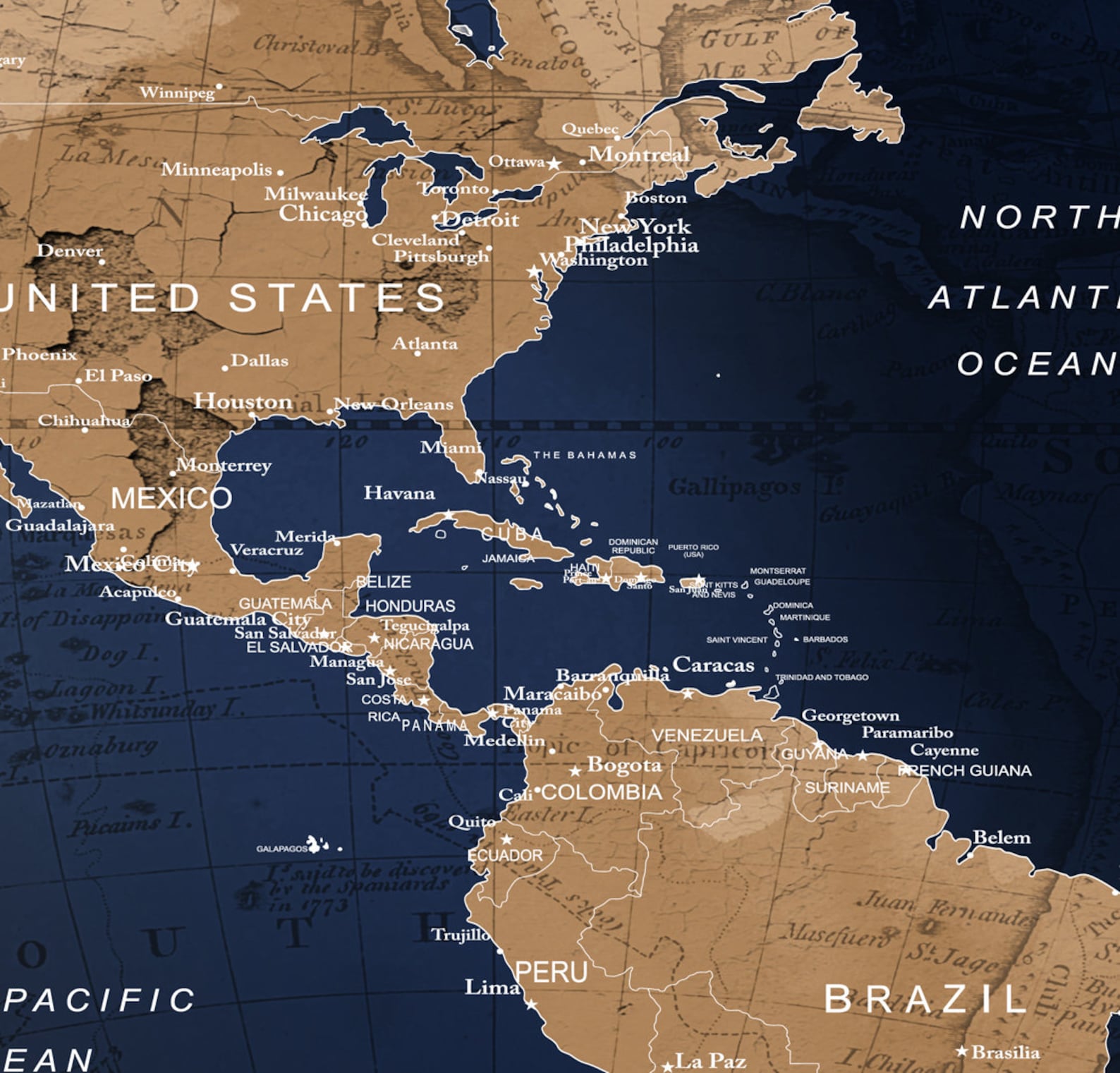 Navy Blue World Map Push Pin Wall Art Canvas Print 3 Panel - Etsy