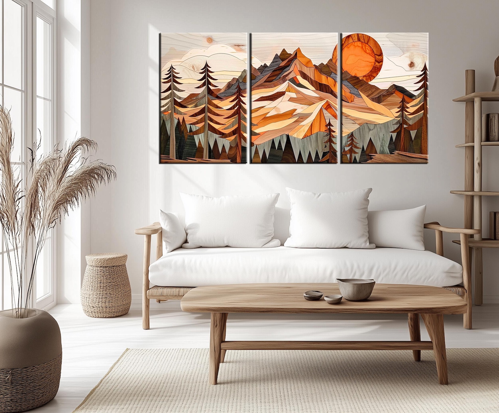 Wood Mountain Wall Art Canvas Print - Rustic Nature Landscape With ...