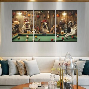 Funny Dogs Playing Pool Canvas Print- Billiards Wall Art, Dog Lovers ...
