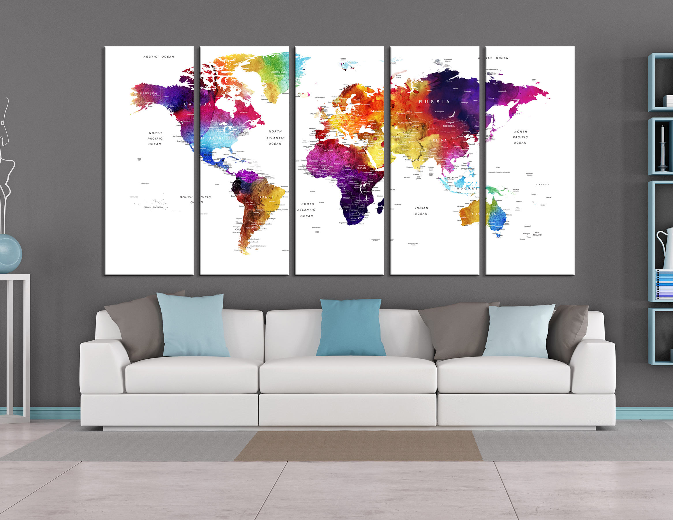 Large Map Canvas Art World Map for wall World Map canvas | Etsy