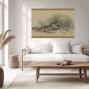 Fallen Tree Nature Scene Tapestry Wall Hanging | Vintage Forest ...