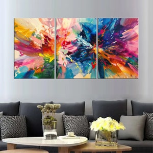 Vibrant Color Canvas Art Print - Modern Abstract Painting, Original ...