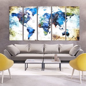 Canvas Wall Art Set of 5 World Map Travel World Map With - Etsy