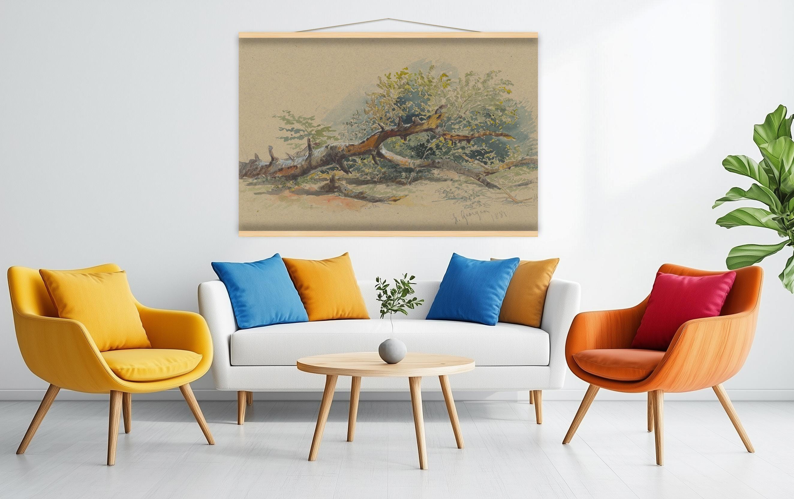 Fallen Tree Nature Scene Tapestry Wall Hanging | Vintage Forest ...