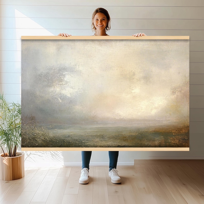 Abstract Neutral Landscape Canvas Art - Minimalist Wall Tapestry for ...