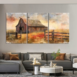 Rustic Farmhouse Barn Wall Decor | Old Barn Canvas Print | Western Art ...