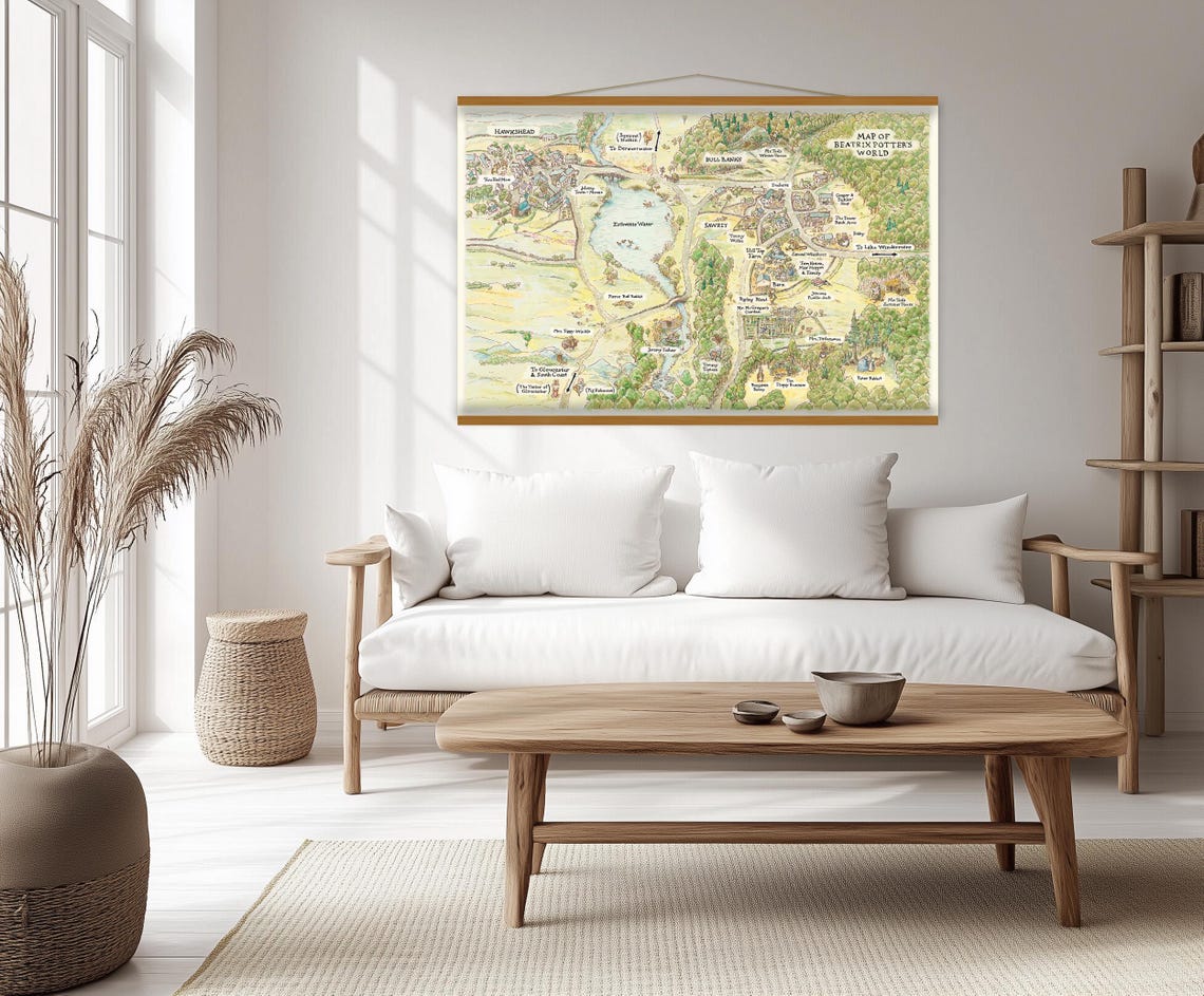 Peter Rabbit World Map | Vintage Watercolor Canvas Wall Hanging - Etsy