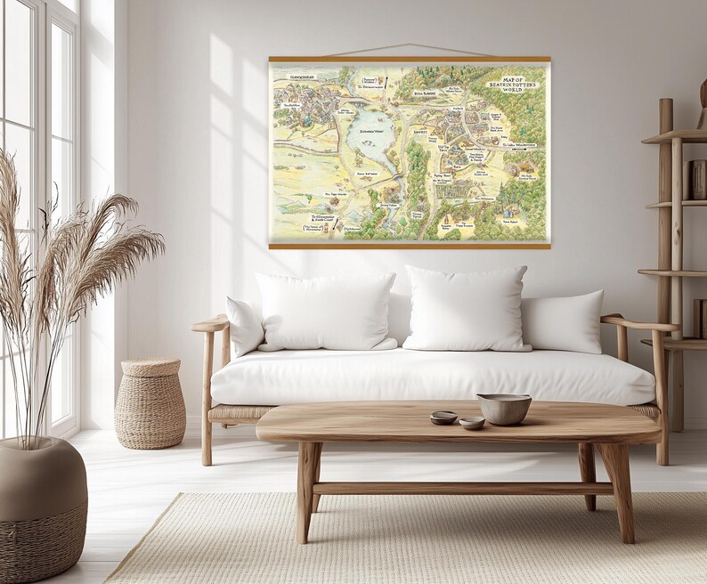 Peter Rabbit World Map | Vintage Watercolor Canvas Wall Hanging - Etsy