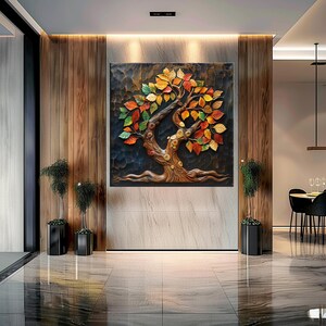 Autumn Tree Wall Art | 3D Textured Canvas Print | Large Rustic Fall ...
