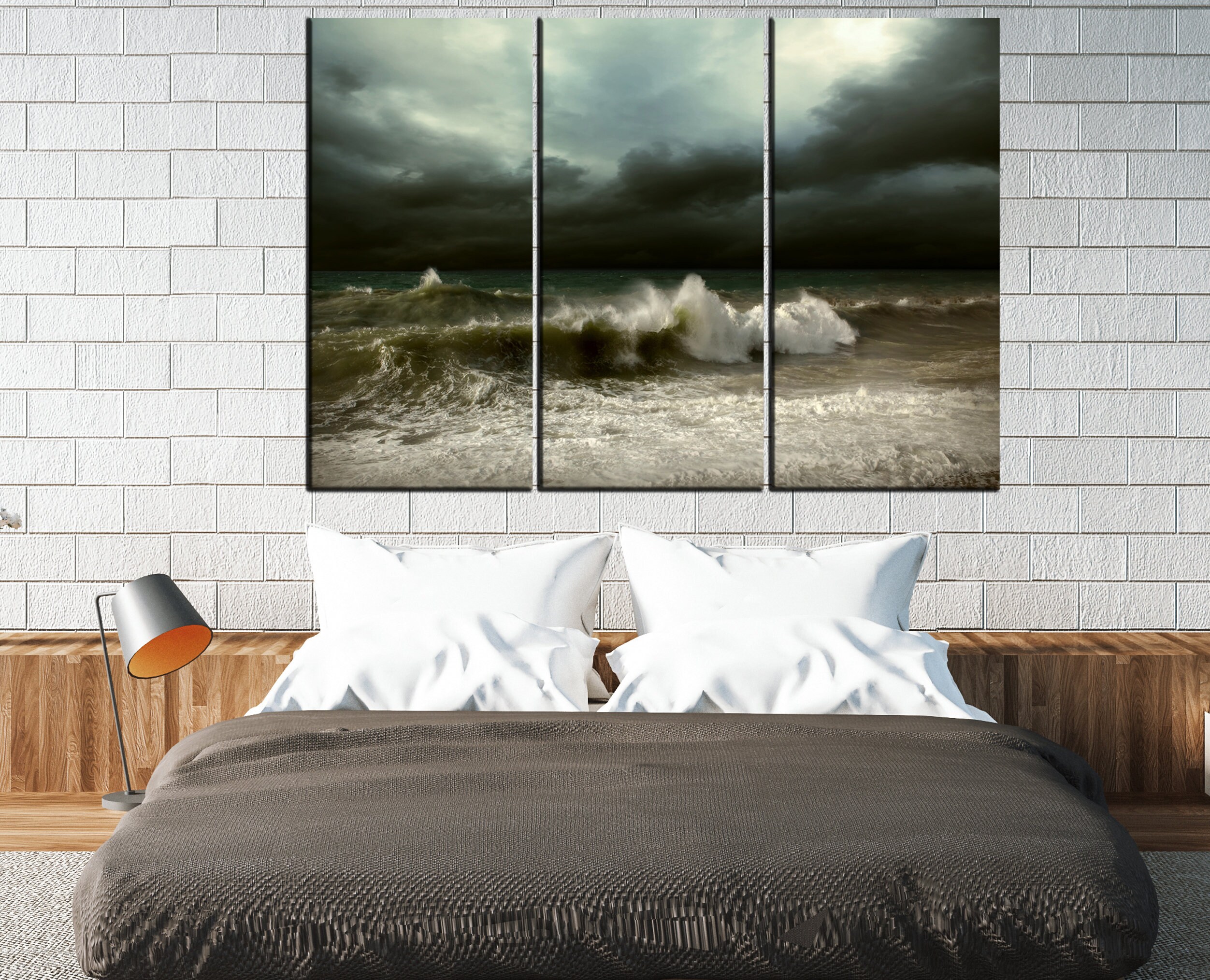 Ocean storm waves wall art canvas waves canvas print | Etsy